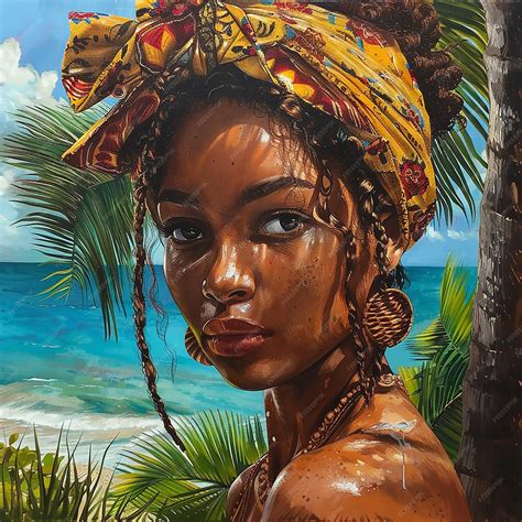 Premium Vector Beautiful Jamaican Girl On A Island