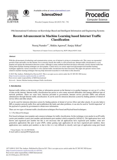 Pdf Recent Advancement In Machine Learning Based Internet Traffic