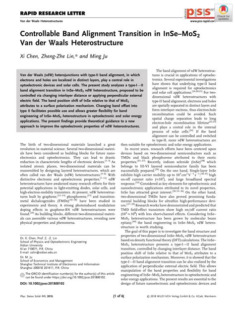 Pdf Controllable Band Alignment Transition In Insemos2 Van Der Waals