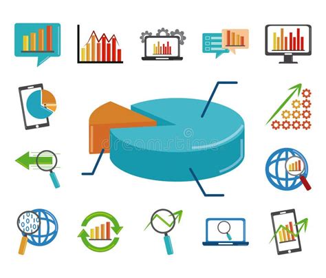 Data Analysis Business Marketing Online Strategy Flat Icons Pack Stock