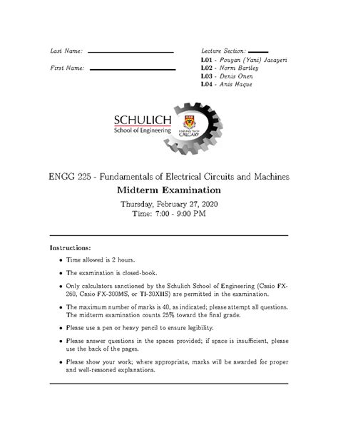 Midterm Practice Last Name Lecture Section L Pouyan Yani Jazayeri First Name L
