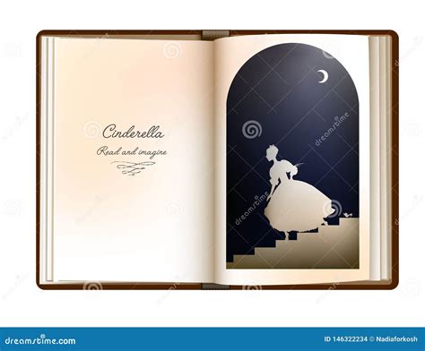 Cinderalla Story Idea Reading And Imagination Concept Vintage Empty Book Page Looks Like Arch
