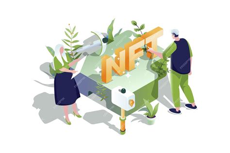 premium vector nft technology web concept in 3d isometric design