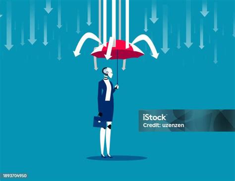 우산을 가진 로봇은 화살을 방지합니다 인공 지능 비즈니스 벡터 일러스트 레이 션 경쟁에 대한 스톡 벡터 아트 및 기타 이미지 경쟁 경제 과학 Istock