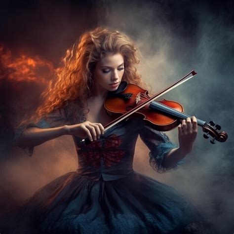 Premium Ai Image A Beautiful Young Girl Playing Violin With Rapt