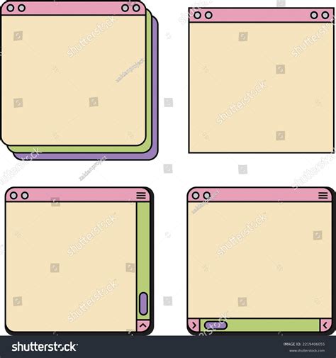 retro ui window set retrowave desktop stock vector royalty free