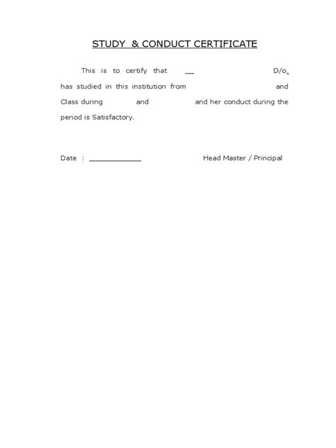 Study Certificate Format Pdf Business