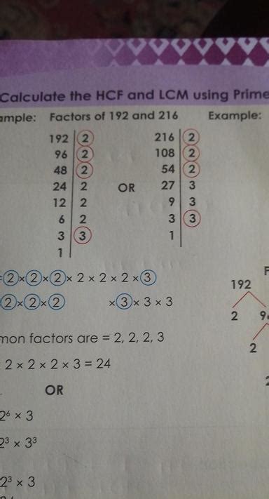 Calculate The Hcf And Lcm Using Prime Factorisation Tex 208 And