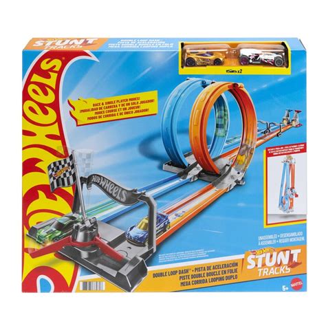 Hot Wheels Double Loop Dash Straight Track Large Loops Playset Kmart