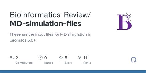 GitHub Bioinformatics Review MD Simulation Files These Are The Input Files For MD Simulation