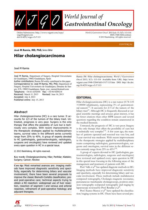 Pdf Hilar Cholangiocarcinoma