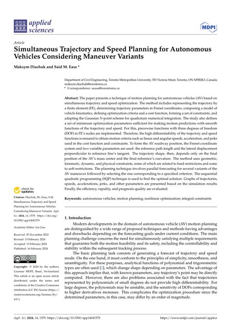Pdf Simultaneous Trajectory And Speed Planning For Autonomous