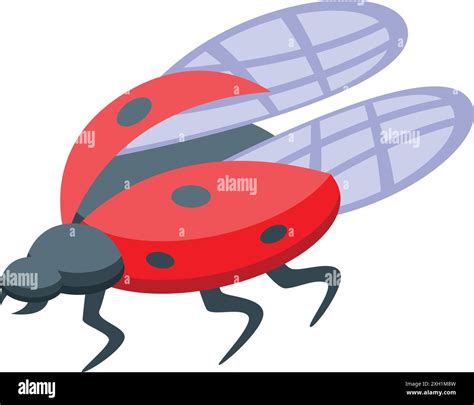 Red Ladybug Flying With Open Wings Isometric View Of A Cute Insect Stock Vector Image And Art Alamy
