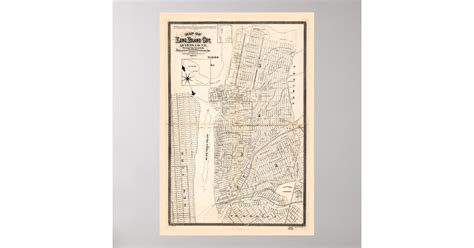 Karte Von Long Island City New York 1874 Poster Zazzlede