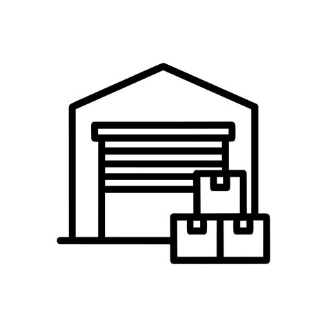 Simple Outline Warehouse With Boxes Delivery Storage Icon 77410101