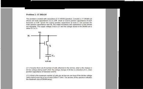 Problem 2 1t Dram This Problem Is Related With Calculation Of 1t Dram