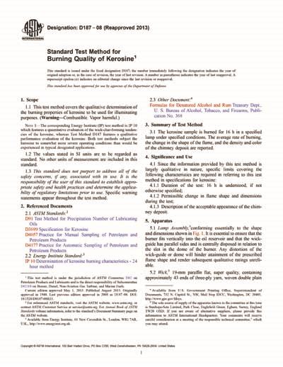 Astm D187 08 2013 Standard Test Method For Burning Quality Of Kerosine