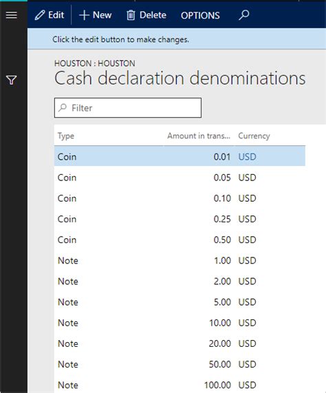 Pospoint Of Sale에 대한 현금 액면가 구성 Commerce Dynamics 365 Microsoft