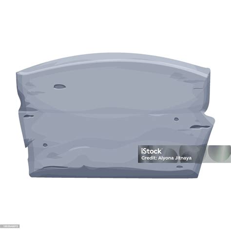 돌 태블릿 패널 흰색 배경에 고립 된 금이 요소와 질감 만화 프레임 Ui 인터페이스 웹 배너 디자인 요소에 대한 솔리드 회색