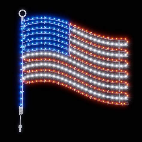 Outdoor Lighted American Flag 5 Pcs Red White Blue String Lights