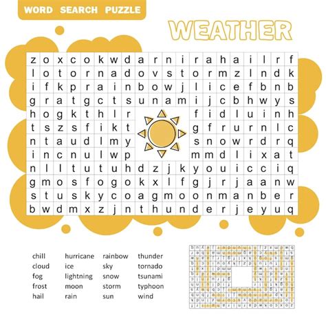 단어 퍼즐 어린이 교육 게임 문자를 올바른 순서로 배치하십시오 어휘 학습 만화 날씨입니다 프리미엄 벡터