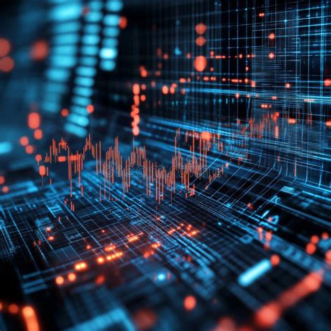 Abstract Digital Data Visualization With Glowing Lines And Network Connections In Blue And Red