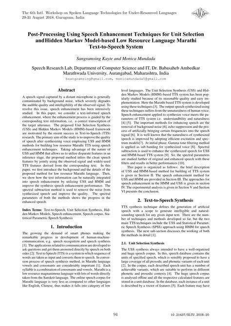 Pdf Post Processing Using Speech Enhancement Techniques For Unit