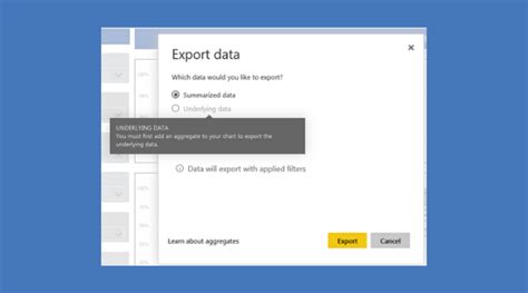 exporting underlying data in power bi