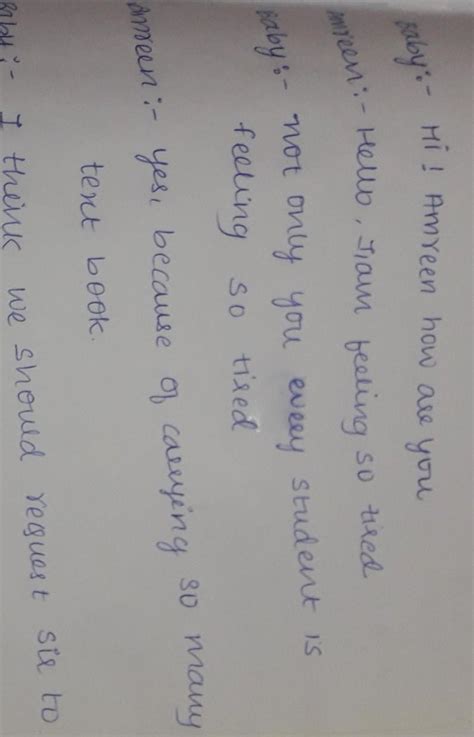 Dialogue Between Two Students Discussing Their Difficulties In Carrying Too Many Text Books To