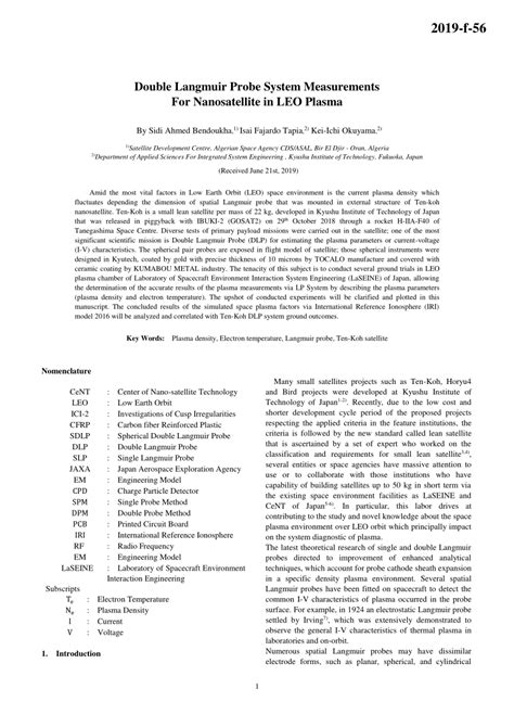 Pdf Double Langmuir Probe System Measurements For Nanosatellite In
