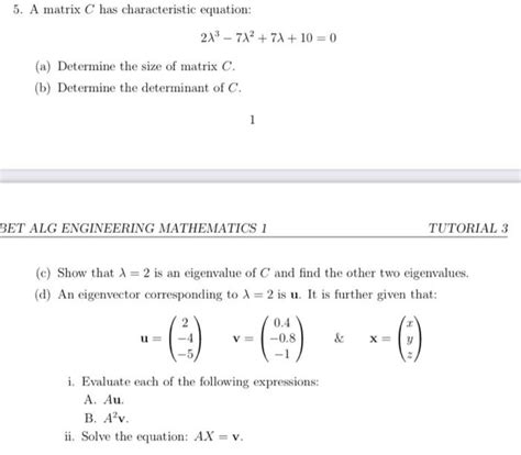 Solved A Matrix C Has Characteristic Equation A Chegg