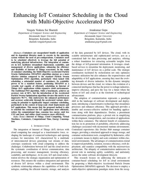 Enhancing Iot Container Scheduling With Moapso 1 Download Free Pdf Internet Of Things