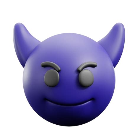 Evil Smiling Face With Horns 3d Icon Isolated White Background 3d