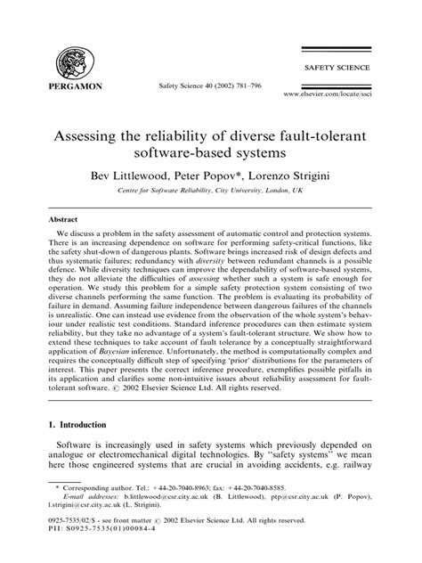 assessing the reliability of diverse fault tolerant software based