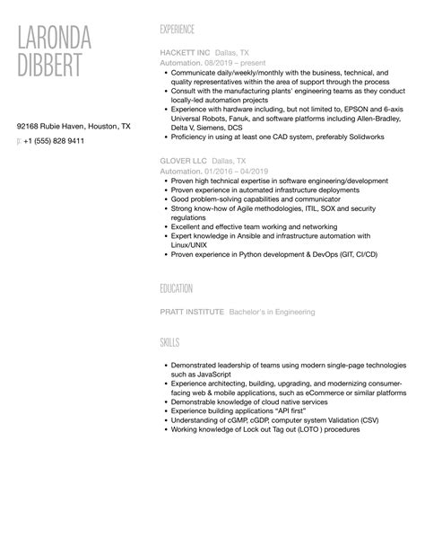 Automation Resume Samples Velvet Jobs