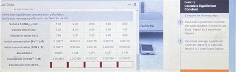 Phase 10 Calculate Equilibriumconstantcomplete The