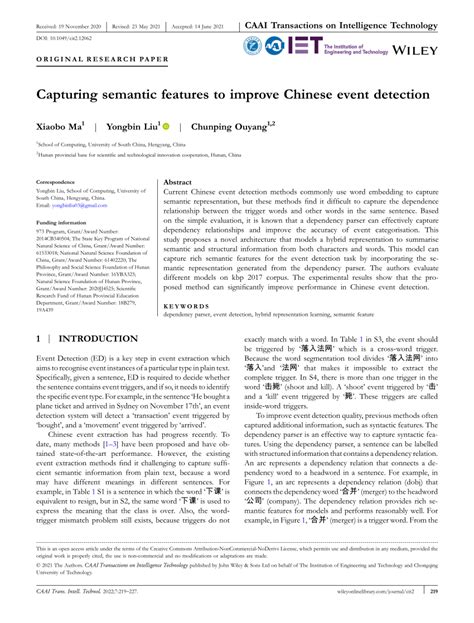 Pdf Capturing Semantic Features To Improve Chinese Event Detection
