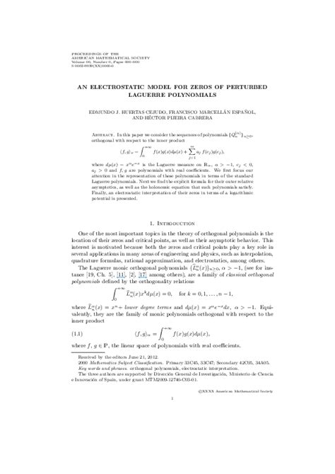 Pdf An Electrostatic Model For Zeros Of Perturbed Laguerre Polynomials