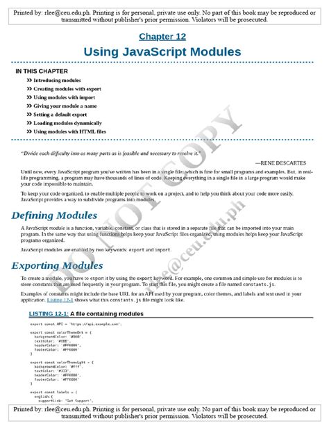 Lesson 12 Javascript Modules Pdf