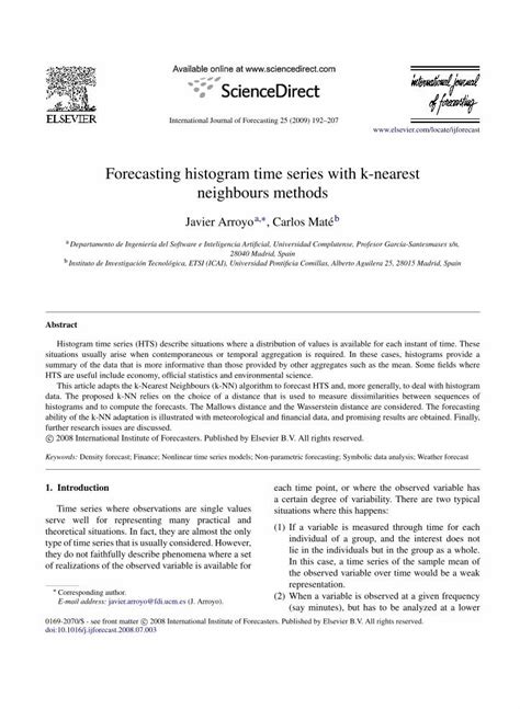 Pdf Forecasting Histogram Time Series With K Nearest Neighbours