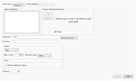 common options in the import from pi server wizard