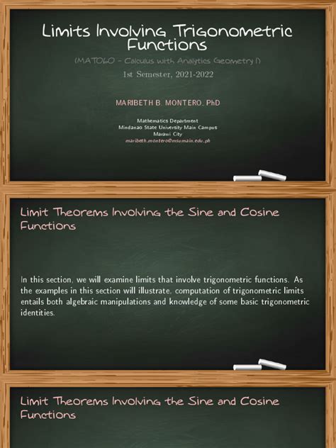 Mat060 7 Limits Involving Trig Functions Pdf Trigonometric