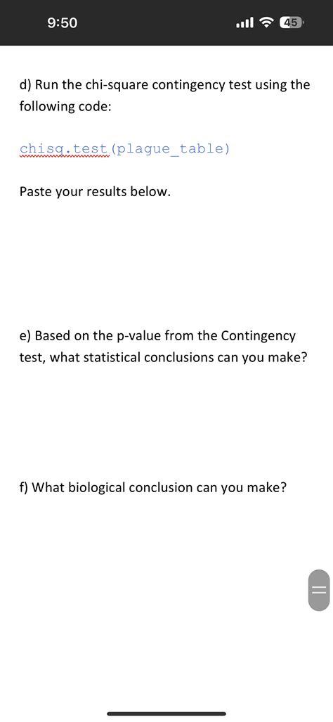 Solved 4 A Contingency Test Estimates And Tests For An