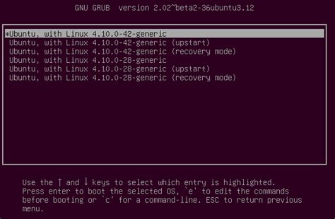 16 04 Understanding The Options In The Grub Menu Ask Ubuntu
