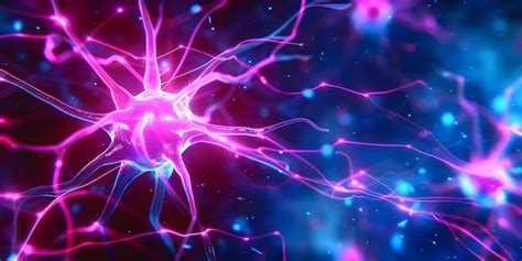 Premium Photo Bioluminescent Neural Cells With Illuminated Nodes Transmitting Electrical And