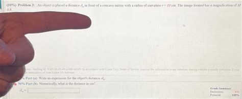 Solved Problem An Object Is Placed A Distance D Chegg