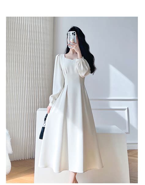 스퀘어 카라 롱슬리브 원피스