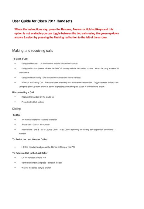 CISCO 7911 USER MANUAL Pdf Download ManualsLib