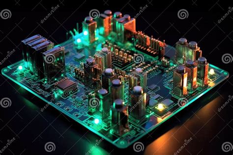 Circuit Board with Glowing Led Lights Stock Photo - Image of board ...