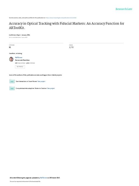 Accuracy In Optical Tracking With Fiducial Markers Pdf Accuracy And